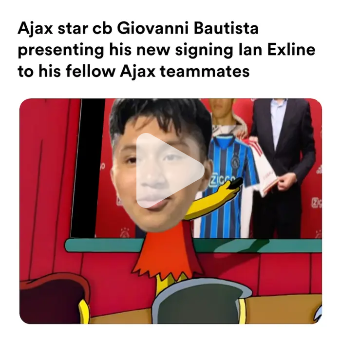 Ajax star cb Giovanni Bautista presenting his new signing Ian Exline to ...
