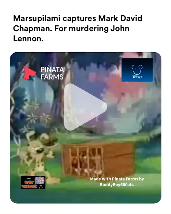 Marsupilami captures Mark David Chapman: For murdering John Lennon ...