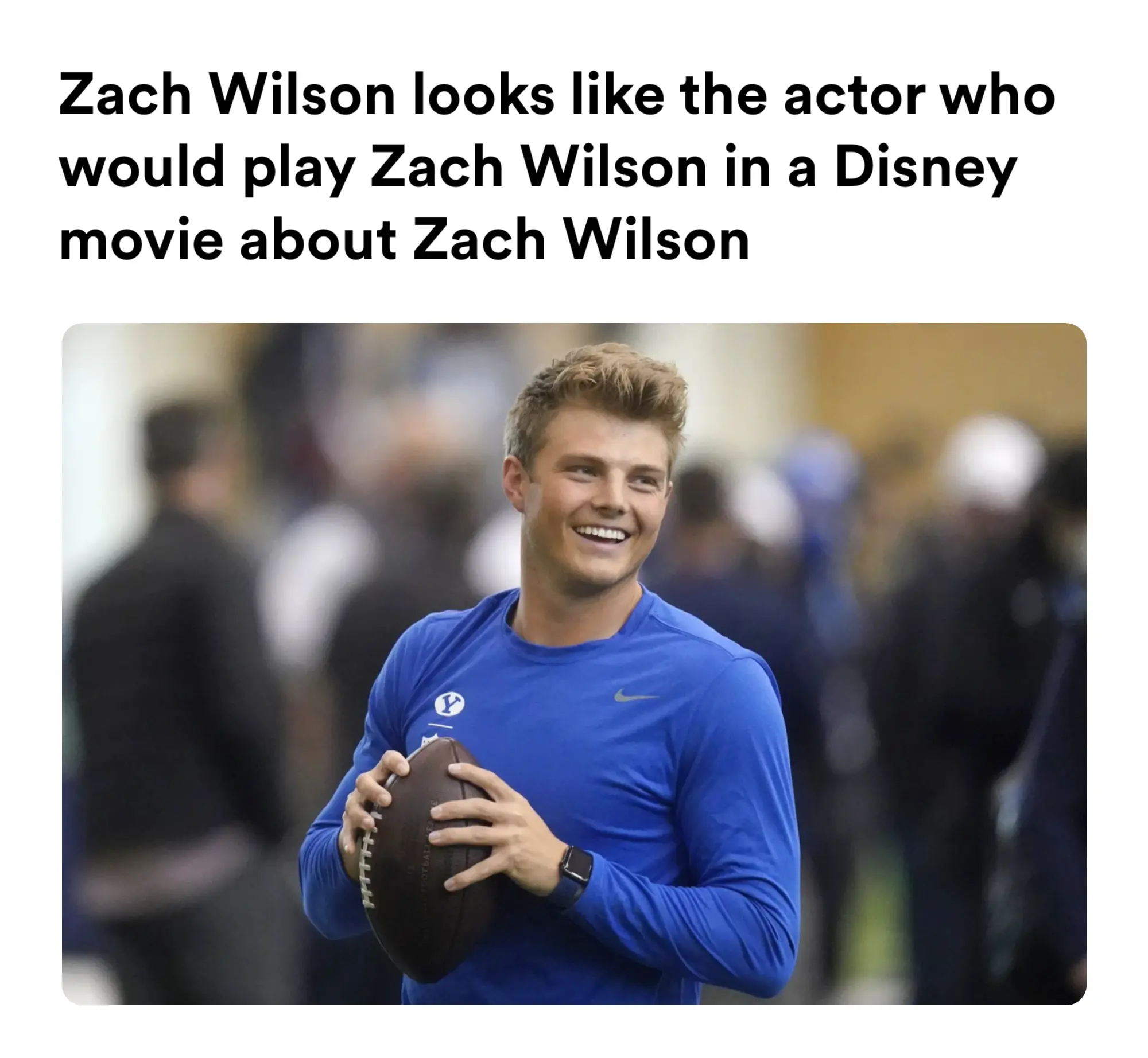 Zach Wilson looks like the actor who would play Zach Wilson in a Disney ...