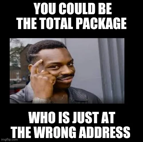 YOU COULD BE THE TOTAL PACKAGE; WHO IS JUST AT THE WRONG ADDRESS meme ...