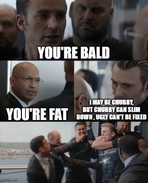 YOU'RE BALD; YOU'RE FAT; I MAY BE CHUBBY, BUT CHUBBY CAN SLIM DOWN ...