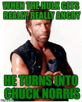 WHEN THE HULK GETS REALLY, REALLY ANGRY; HE TURNS INTO CHUCK NORRIS ...