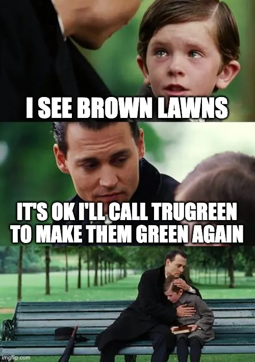 I SEE BROWN LAWNS; IT'S OK I'LL CALL TRUGREEN TO MAKE THEM GREEN AGAIN ...