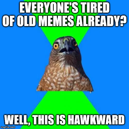 EVERYONE'S TIRED OF OLD MEMES ALREADY? WELL, THIS IS HAWKWARD meme ...