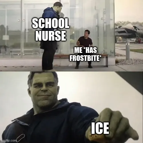 SCHOOL NURSE; ME *HAS FROSTBITE*; ICE meme - Piñata Farms - The best ...