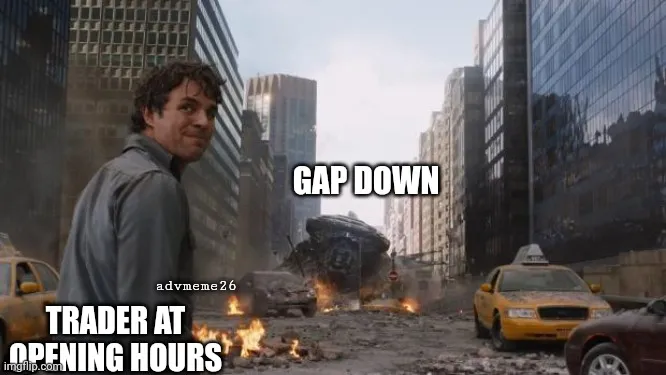 GAP DOWN; advmeme26; TRADER AT OPENING HOURS meme - Piñata Farms - The ...
