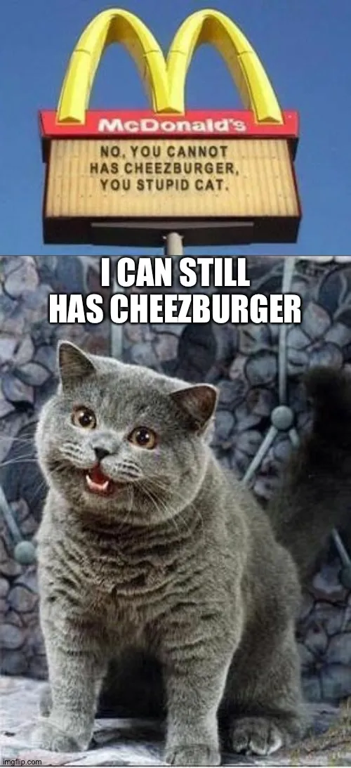 I CAN STILL HAS CHEEZBURGER meme - Piñata Farms - The best meme ...