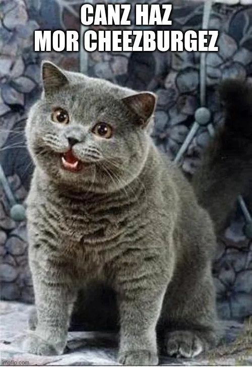 CANZ HAZ MOR CHEEZBURGEZ meme - Piñata Farms - The best meme generator ...