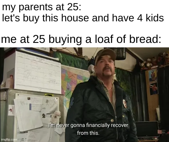 my parents at 25: let's buy this house and have 4 kids; me at 25 buying ...