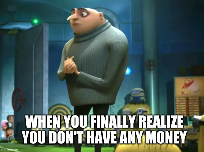 WHEN YOU FINALLY REALIZE YOU DON'T HAVE ANY MONEY meme - Piñata Farms ...