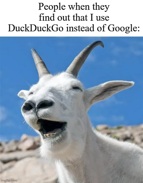 People when they find out that I use DuckDuckGo instead of Google: meme ...