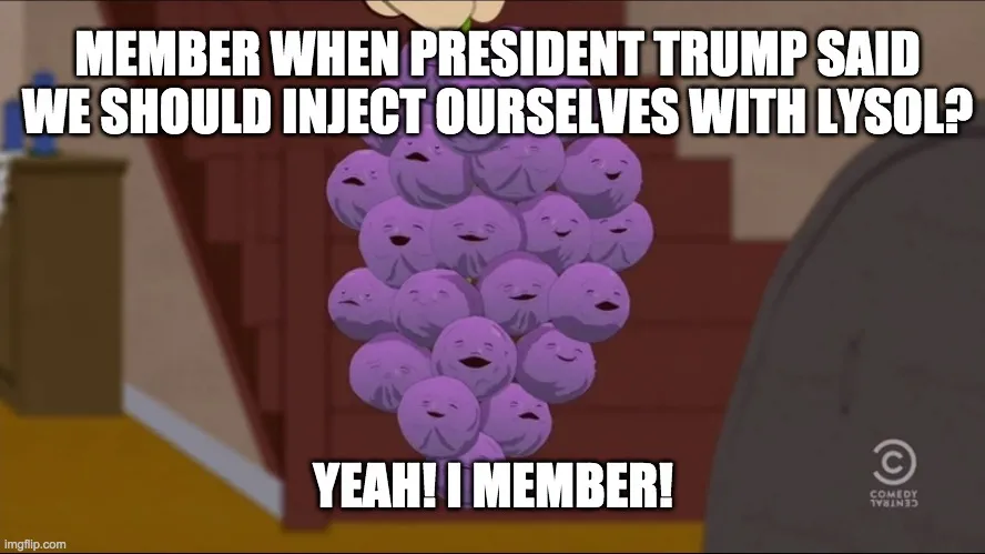 MEMBER WHEN PRESIDENT TRUMP SAID WE SHOULD INJECT OURSELVES WITH LYSOL ...