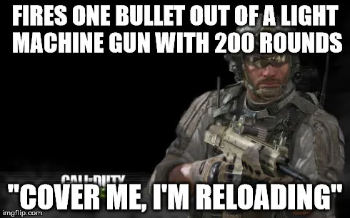 FIRES ONE BULLET OUT OF A LIGHT MACHINE GUN WITH 200 ROUNDS "COVER ME ...