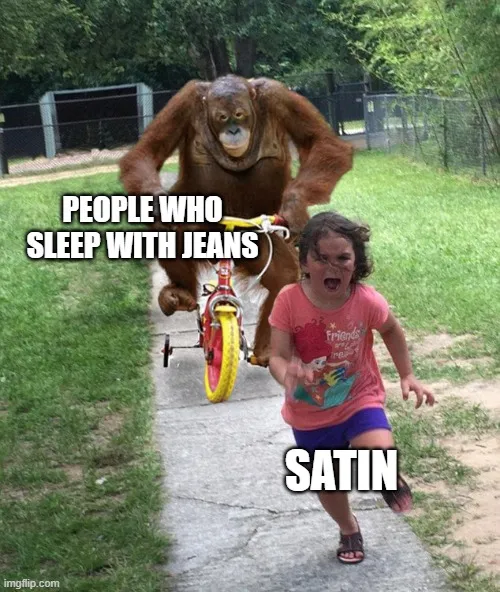 PEOPLE WHO SLEEP WITH JEANS; SATIN meme - Piñata Farms - The best meme ...