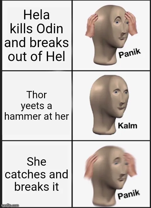 Hela kills Odin and breaks out of Hel; Thor yeets a hammer at her; She ...