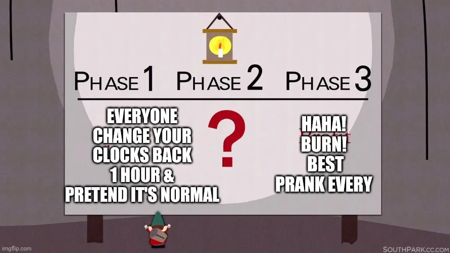 EVERYONE CHANGE YOUR CLOCKS BACK 1 HOUR & PRETEND IT'S NORMAL; HAHA ...