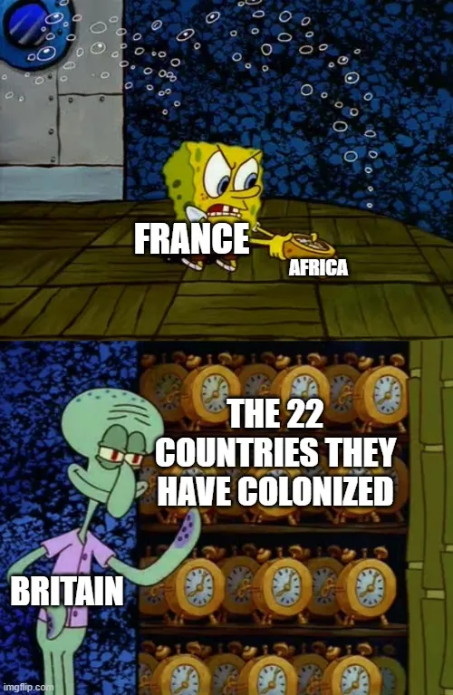 AFRICA; FRANCE; THE 22 COUNTRIES THEY HAVE COLONIZED; BRITAIN meme ...