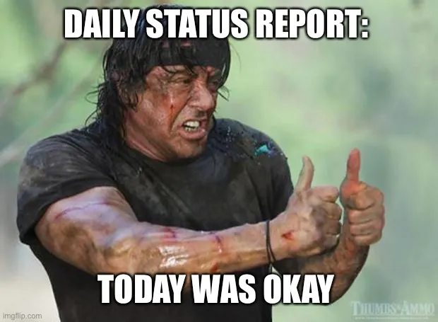 DAILY STATUS REPORT:; TODAY WAS OKAY meme - Piñata Farms - The best ...