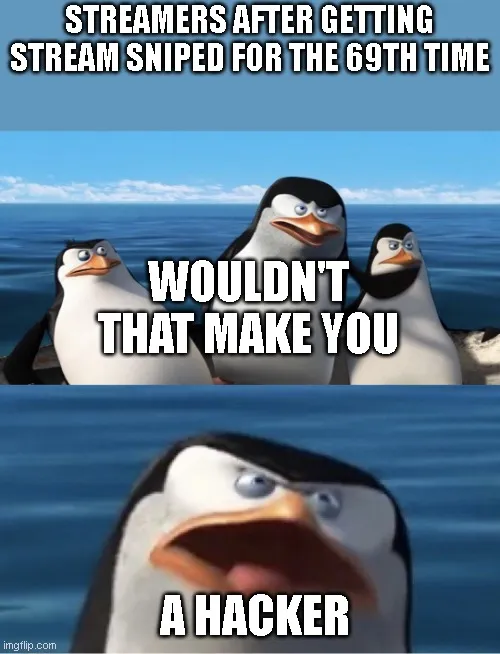 STREAMERS AFTER GETTING STREAM SNIPED FOR THE 69TH TIME; WOULDN'T THAT ...