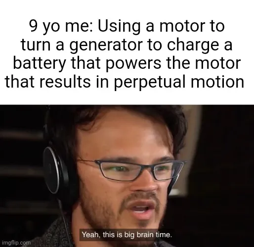 9 yo me: Using a motor to turn a generator to charge a battery that ...