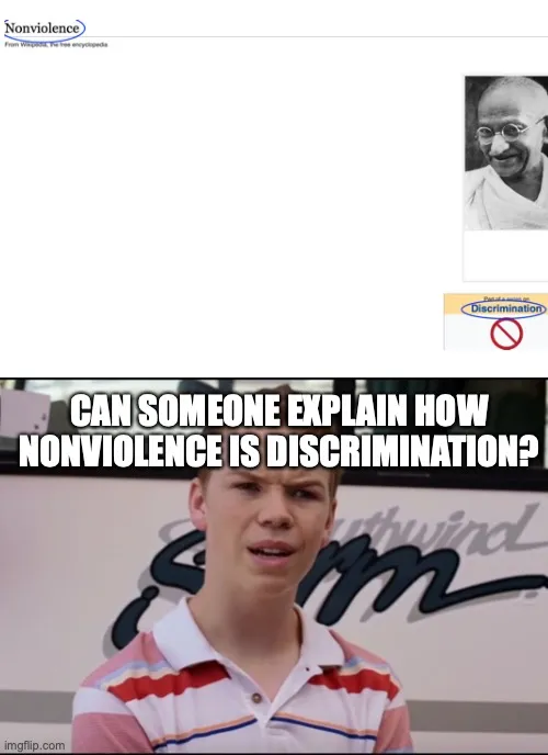 CAN SOMEONE EXPLAIN HOW NONVIOLENCE IS DISCRIMINATION? meme - Piñata ...