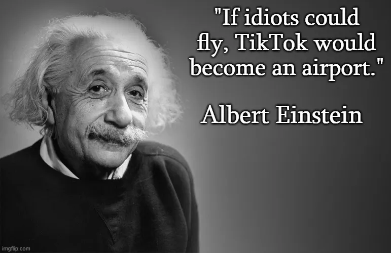 "If idiots could fly, TikTok would become an airport."; Albert Einstein ...
