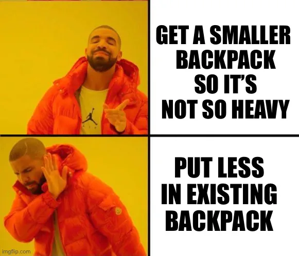 GET A SMALLER BACKPACK SO IT’S NOT SO HEAVY; PUT LESS IN EXISTING ...