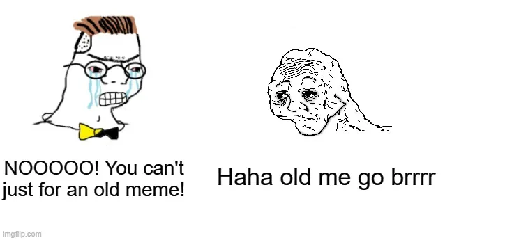 Haha old me go brrrr; NOOOOO! You can't just for an old meme! meme ...