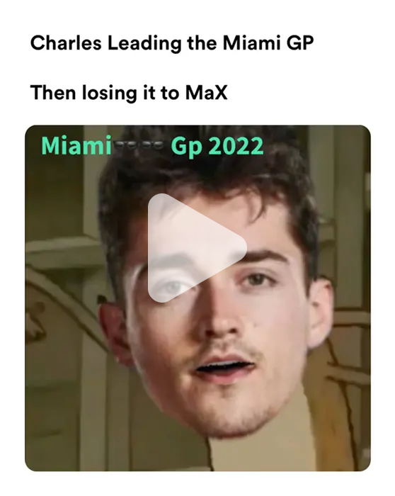 Charles Leading the Miami GP Then losing it to MaX video meme - Piñata ...
