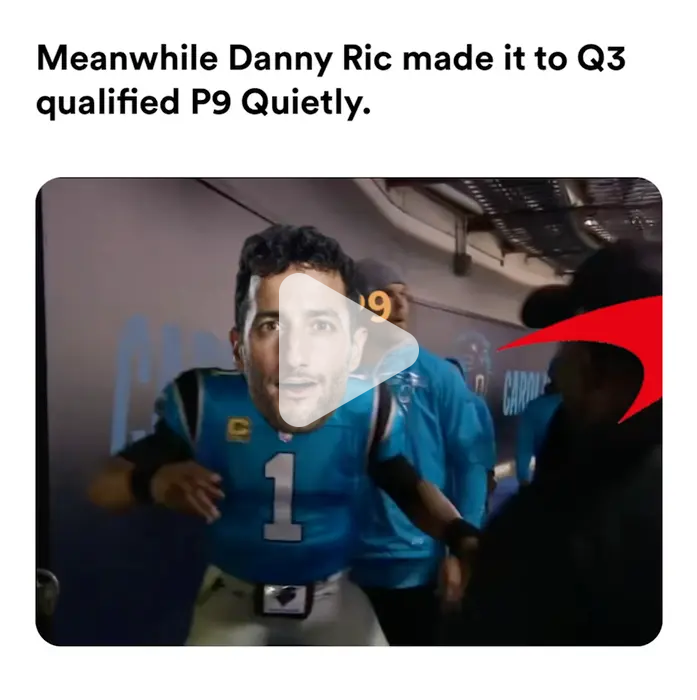 Meanwhile Danny Ric made it to Q3 qualified P9 Quietly. video meme ...
